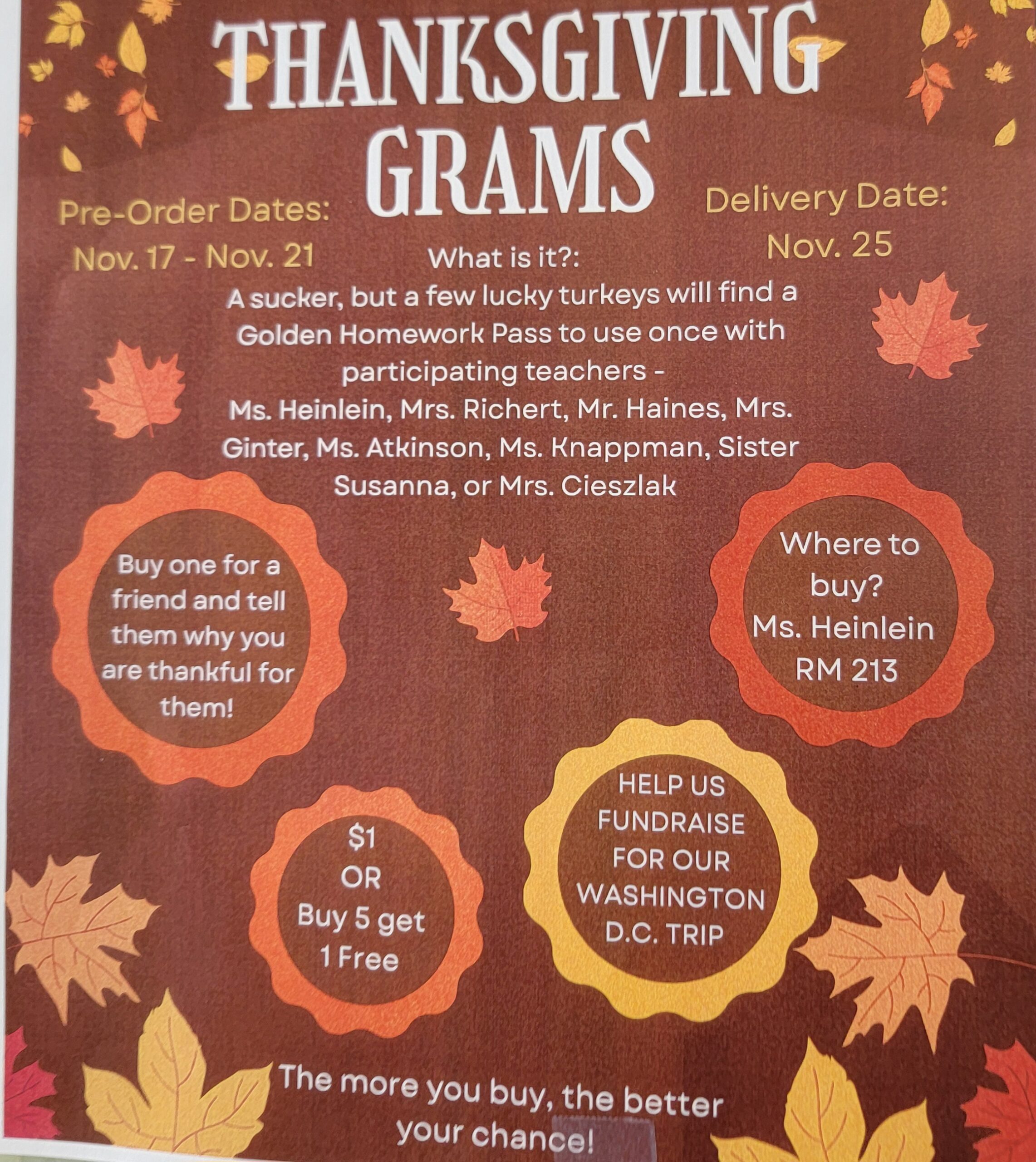 Thanksgiving Grams - All Saints Catholic
